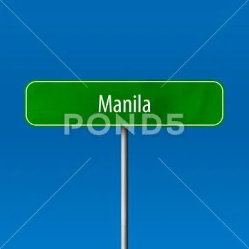 Manila - town sign, place name sign: Graphic #90469989