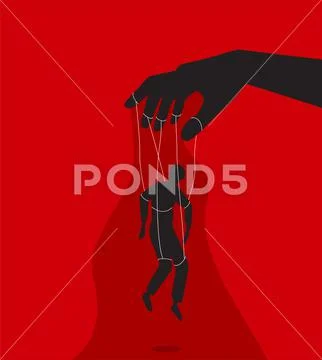 Manipulator concept vector illustration. Puppet master hand manipulate ...