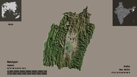 Manipur location. India. Satellite map | Stock Video | Pond5