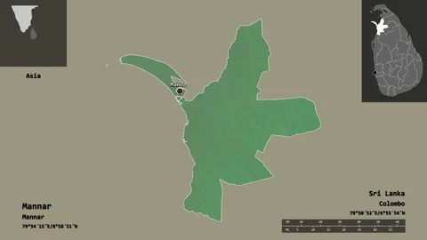 Mannar location. Sri Lanka. Relief map | Stock Video | Pond5
