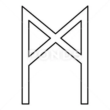 Mannaz rune man human symbol icon black color vector illustration flat ...