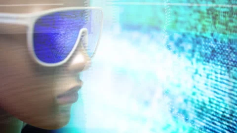 Mannequin head with tv static and distor... | Stock Video | Pond5