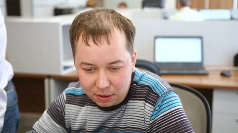 man's face looking at the computer monit... | Stock Video | Pond5