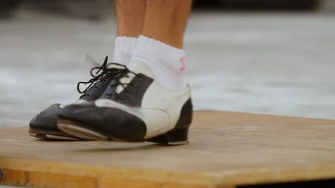 Mans feet performing tap dance on the wo... | Stock Video | Pond5