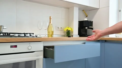 Man's hand closing a drawer at modern bl... | Stock Video | Pond5