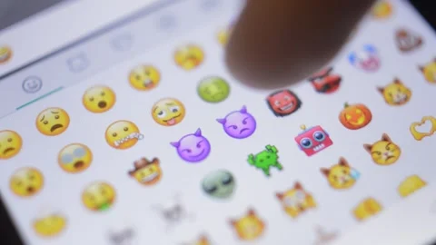 man's hand scroll cute yellow emoticon o... | Stock Video | Pond5