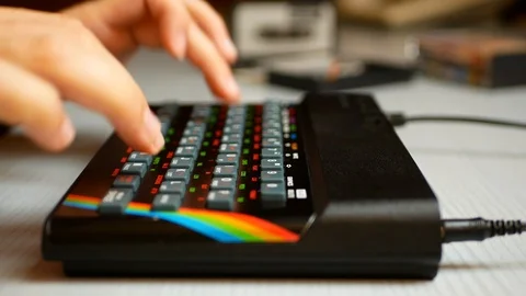 Man's hand typing on an old computer, da... | Stock Video | Pond5