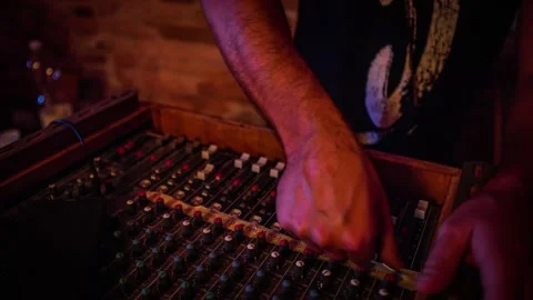 Man's hands on an old mixing console lig... | Stock Video | Pond5