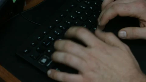 Man's Hands Typing Fast Black Keyboard B... | Stock Video | Pond5