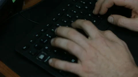 Man's Hands Typing Fast Black Keyboard B... | Stock Video | Pond5