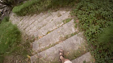 Man's Legs and Feet Descending an Outdoo... | Stock Video | Pond5