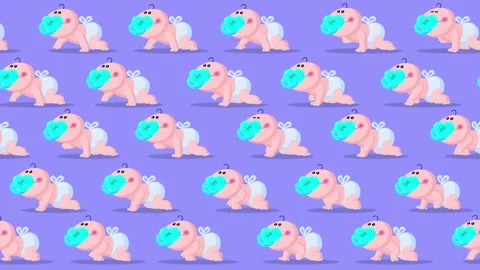 Many babies cartoon characters wallpaper... | Stock Video | Pond5