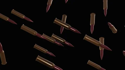 Many bullets falling down on transparent... | Stock Video | Pond5