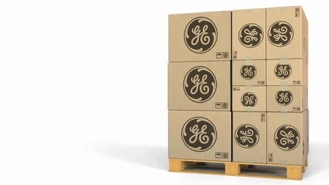 Many cartons with General Electric GE lo... | Stock Video | Pond5