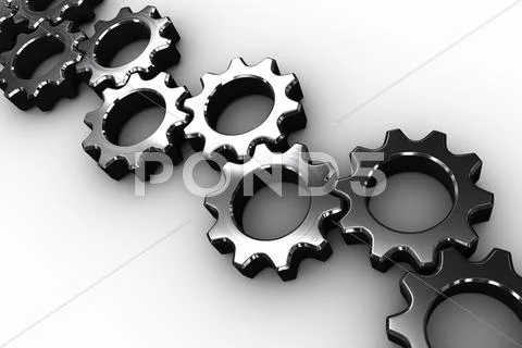 Many chrome cogs and wheels ~ Clip Art ~ Download #40945463