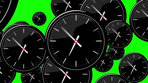 Many clock float fast moving animation w... | Stock Video | Pond5