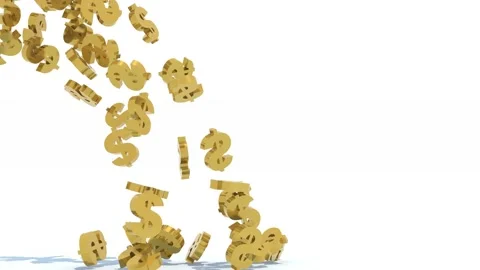 many dollar signs fall on white backgrou... | Stock Video | Pond5