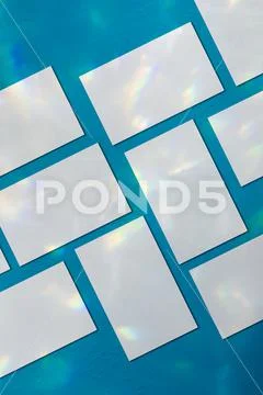 Many empty rectangle poster mockup on blue background Stock Image ...