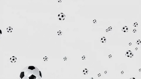 Many football balls flying on transparen... | Stock Video | Pond5