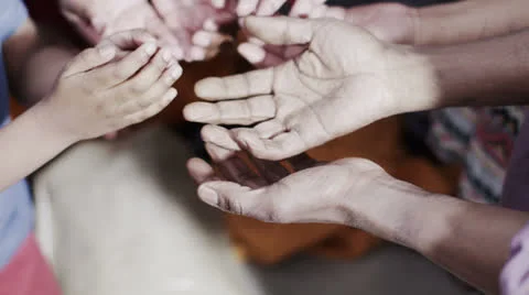 Many hands reaching out, begging for foo... | Stock Video | Pond5