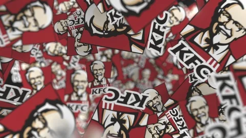 Many moving logos of KFC. Editorial loop... | Stock Video | Pond5