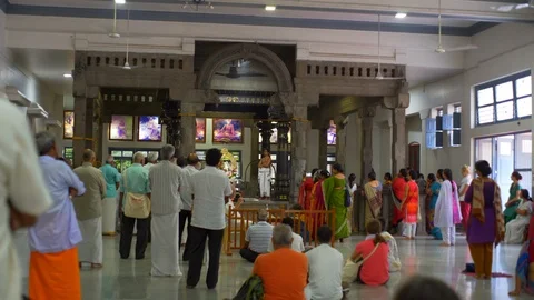 Many religious devotees inside Sri Raman... | Stock Video | Pond5