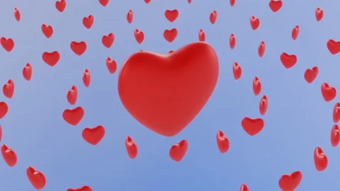 Many rotating hearts rotating around big... | Stock Video | Pond5