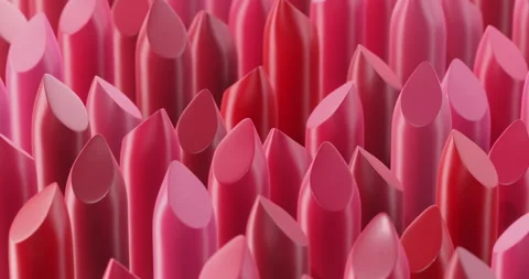 Many rotating lipstick swatches lined up... | Stock Video | Pond5