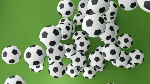 Many soccer balls or footballs are falli... | Stock Video | Pond5