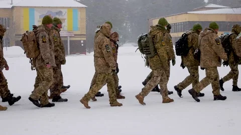 Many soldiers in military uniforms and w... | Stock Video | Pond5