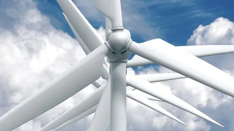 Many wind power generators on sky backgr... | Stock Video | Pond5