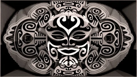 Maori design mask 3D animation. ALPHA MA... | Stock Video | Pond5
