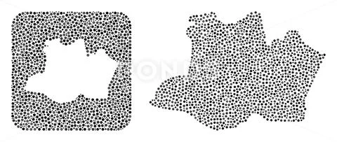 Map of Amazonas State - Dotted Collage with Stencil Illustration #145770656