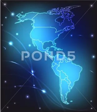 Map of america with borders with bright colors Illustration #37902540