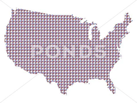 Map of america made of flag spheres illustration Illustration #12582060