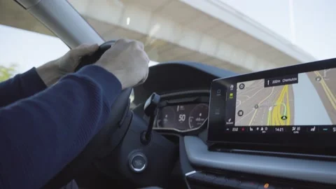 A map and GPS on the touchscreen system ... | Stock Video | Pond5