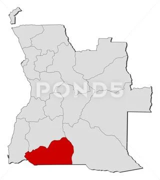 Map of Angola, Cunene highlighted Political map of Angola with the several... ~ Hi Res #301758443