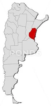 Map of Argentina, Entre Ríos highlighted Political map of Argentina ...
