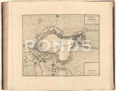 Map of Arras, 1710; Plan De La Ville et Citadelle d Arras. Map of Arras ...