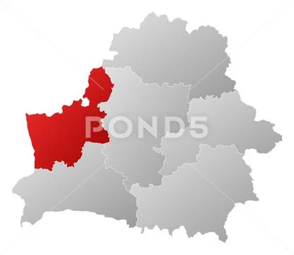 Photograph: Map of Belarus, Grodno highlighted Political map of Belarus ...