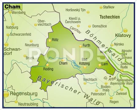 Map of cham as an overview map in green ~ Clip Art #38056347