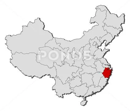 Map of China, Zhejiang highlighted Political map of China with the ...