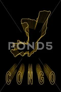 Map of Congo, Gold Map On Black Background: Graphic #164789949