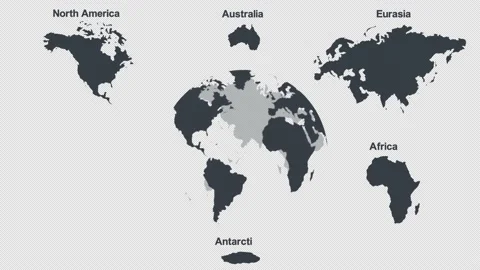 Map of continents. Animation of infograp... | Stock Video | Pond5