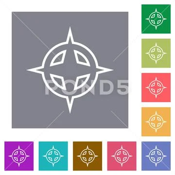 Map directions outline square flat icons ~ Clip Art #219637343