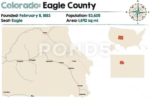 Map of Eagle County in Colorado ~ Clip Art #118518323