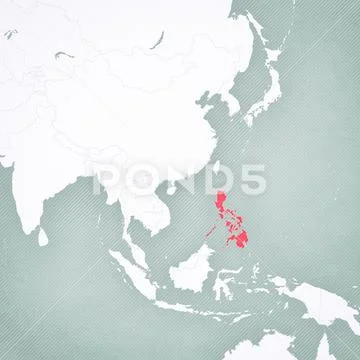 Map of East Asia - Philippines: Royalty Free #278006690