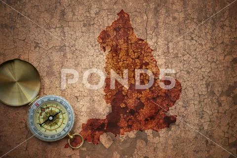Map of england on a old vintage crack paper Stock Image #75786516