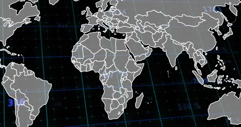 Map of Europe and Africa with grid lines... | Stock Video | Pond5