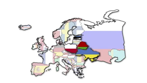 Map with flashing countries of europe | Stock Video | Pond5